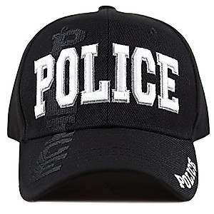 The Hat Depot Law Enforcement Police Officer 3D Embroidered Baseball Cap (Police-Black)