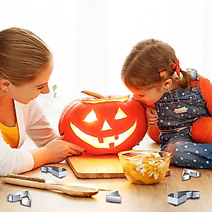 10 Pieces Halloween Pumpkin Carving Kit Stainless Steel Carver Set Pumpkin Carving Stencils Metal Carving Stencils, Simple Safe Carving Tools for Kids & Adults