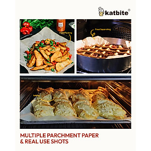 Katbite 15in x 242ft, 300 Sq.Ft Value Pack Parchment Paper Roll for Baking, Parchment Baking Paper with Serrated Cutter, Heavy Duty & Value Pack Parchment Roll for Cooking, Air Fryer, Steaming, Bread