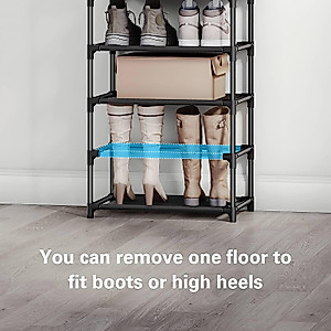 ciecie Shoe Rack, Shoe Organizer, 10 Tiers Non-Woven Fabric Shoe Shelves, Sturdy Shoe Rack for Closet, Garage & Corridor, Tall Shoe Rack for Entryway,11" D x 17.7" W x 68" H-Black
