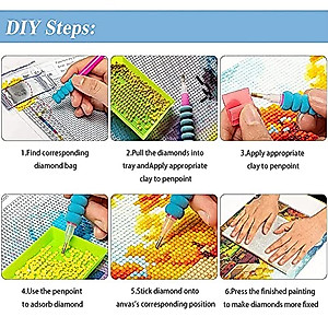 OFRKE Diamond Painting Mountain and Sun Kit,Diamond Art Kits for Adults and Kids,Abstract Scenery Paint with Diamonds Round for Gift,Home Wall Decor 12"x16"