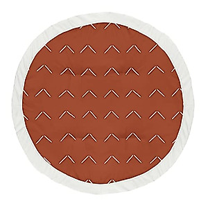 Sweet Jojo Designs Boho Arrow Boy Girl Baby Playmat Tummy Time Infant Play Mat - Ivory Burnt Orange Rust Off White Farmhouse Southwest Shabby Chic Designer Neutral Bohemian Diamond Tuft Collection