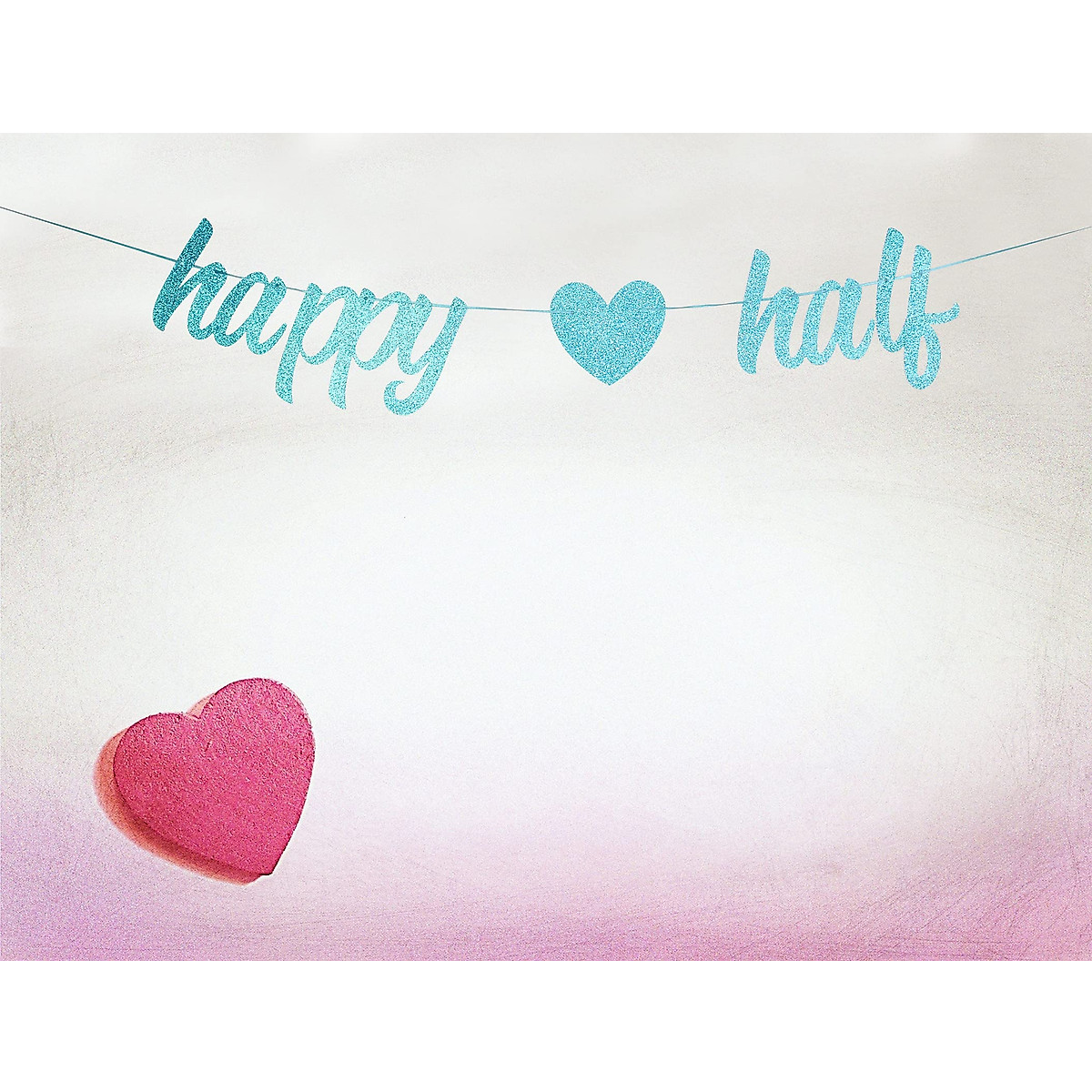 Happy Half Banner, Baby Boys/Girls' 6 Months/Half Year Birthday, Baby Shower Party Blue Gliter Paper Sign