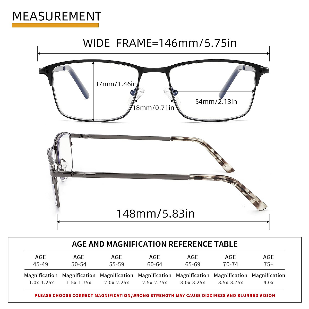 CRGATV 3-Pack Reading Glasses for Men Blue Light Blocking Metal Full Wide Frame Computer Readers Anti UV/Eye Strain/Glare (+2.5 Magnification Strength)