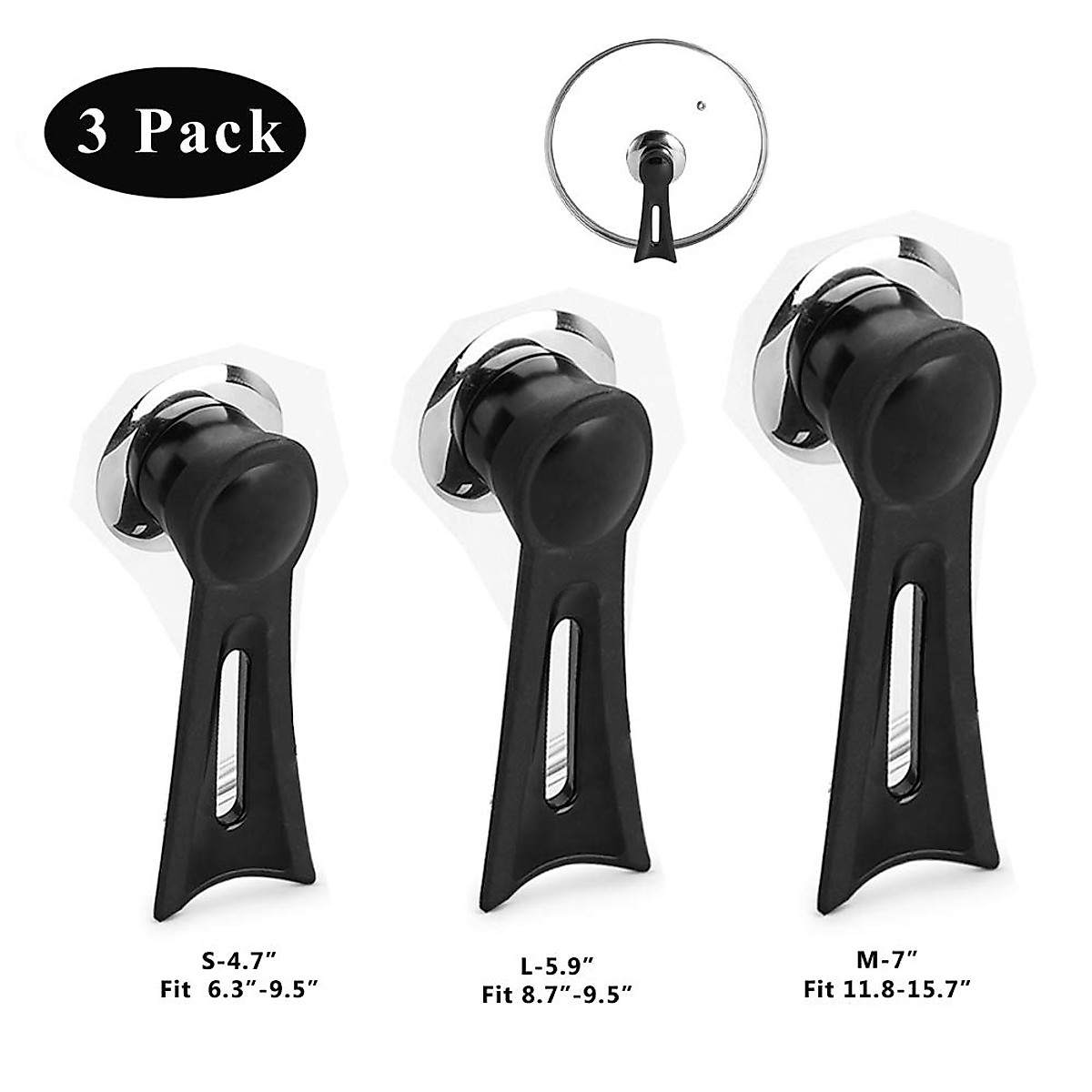 Pot Lid Handle Replacement Universal Pot Lid Knob Stand Kitchen Cookware Standing Pot Handgrip Lid, Thermostability Plastic Handgrip 3 Pack (Pot Lid Handle)