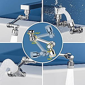 Faucet Extender Aerator Attachment, Sink Faucet Universal 1440 Rotation Sprayer Attachment, Kitchen Bathroom Faucet Extension（Black） (Silver)