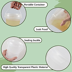 Cinkyou 20 Packs Clear Plastic Ice Cream Buckets with Lids and Handles, 27 Oz Reusable Food Take out Pail, Freezer Storage Containers with Lids