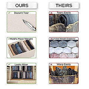 TSS Wardrobe Clothes Organizer For Folded Clothes | Closet Organizers and Storage Baskets with Reinforced Handle | Clothes Drawer Organizers for Jeans, Sweater, Dresses, and T-shirts