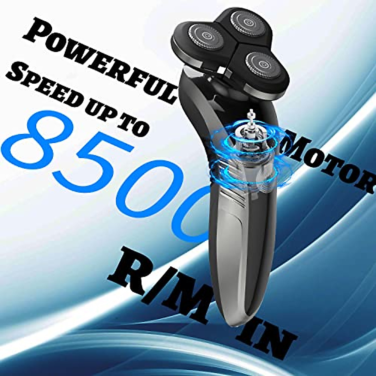 Electric Razor for Men, Mens Rotary Shavers, 4D Rechargeable Electric Shavers for Men, Wet & Dry Use, LCD Display, Child Lock, USB Ceramic Cordless Rechargeable Cordless Men's Rotary Shavers