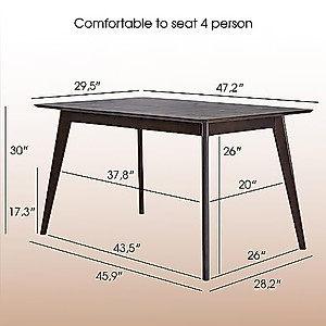 DAIVA CASA Pegasus Rectangular Wooden Dining Table Birch Small Dinner Table Solid Wood Kitchen & Dining Room Tables/Scandinavian Furniture Mid Century Modern Table Dining Room Table 47x30 inch