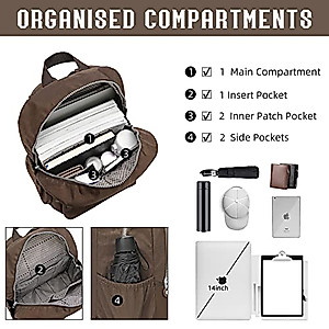Vendra Moka Compact Hiking Nylon Waterproof Laptop Backpack Purse for Women and Men, Small Lightweight Travel Casual Outdoor Dayback