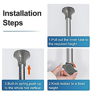 Hershii Expandable Clothes Drying Rack Laundry Pole Adjustable Vertical Garment Display Stand Coat Tree Hanger Airer Floor to Ceiling Tension Rod Storage Organizer - Grey