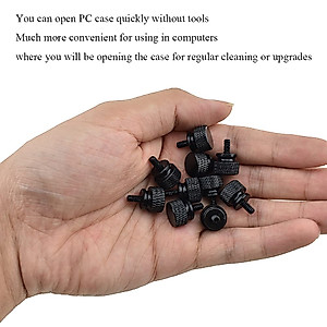 Hahiyo Anodized Aluminum Thumbscrews 6#-32 Thread Size Large Knurled Head Cage Mounts Hand Tighten Easy to Grip and Turn Not Damage Inside Sturdy, Black 10pcs (2021033103-Thumbscrews)