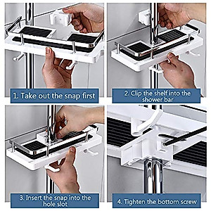 IRDFWH Shower Storage Rack Organizer Bathroom Pole Shelves Shampoo Tray Stand Single Tier No Drilling Lifting Rod Shower Head Holder