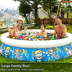 Jasonwell Inflatable Kids Kiddie Pool - Wading Pool for Toddler Durable Swimming Pool Family Above Ground Pool Summer Outside Round Pools for Children Adults Garden Backyard (80.7Wx18.5H)