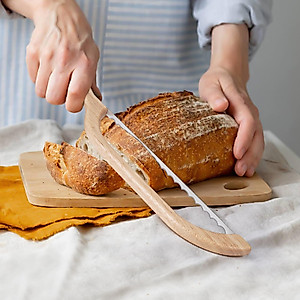 Zerymhan Wooden Sourdough Bread Knife,16" Serrated Bread Cutter for Homemade Bread,Bagels, Baguettes and More,Bow Bread Knife,Fiddle Bow Design Easy to Cutting,Premium Carbon Steel