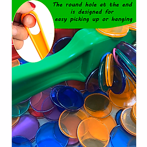 TCOINERY Bingo Chips Set-Magnetic Wand & 100 Counting Chips-6 Colors Transparent Plastic Markers for Family School Learning Game Zoom Bingo and Pokeno Nights