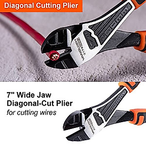 VANQUISH 3-Piece Pliers Set with Wire Jaw Diagonal Cutting Pliers, Long Needle Nose Pliers and Linemans Pliers Tool Set (3192)