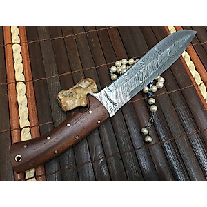 Perkin Knives - Custom Handmade Damascus Hunting Knife with Sheath Full Tang Knife - AR1101W