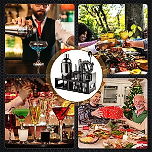 Purism Bartender kit,11 Pieces Home Cocktail Shaker Set with Cocktail Recipes Cards,Bar Tools Stainless Steel Cocktail Shaker Set with Stand,Apply to Home Make Mixed Drink&Various Cocktails