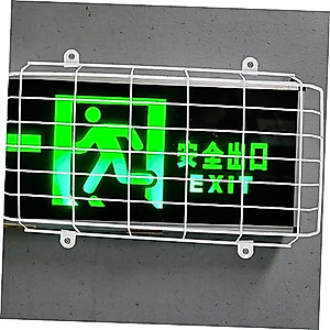 GAROZATION Exit Light Signal Signs Outdoor Emergency The Wire Exit Sign Damage Stopper Wire Exit Sign Cage Wire Guard Exit Sign Protective Cover Guards Protector Wall Gaurd Fixture White Iron