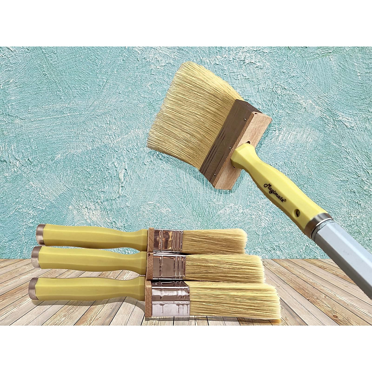 6 Inch Extra-Wide Paint Brush Large Block Stain Brushes Heavy-Duty Household Bristle Paint Brush for Walls, Dusting, Masonry, Wood Deck and Fence Stain Applicator by Magimate