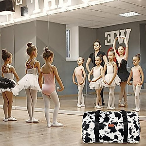 Vankor Gym Bags for Women Men Large, Waterproof Sports Gym Duffle Bag with Shoe Compartment, Cute Gym Duffel Bag, Portable Workout Weekender Overnight Weekend Hospital Tote Bag Cow Print