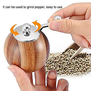 Pepper Mill, Wood Pepper Mill Grinder Spherical Muscat Mill Manual Pepper Mill Bottle Nut and Hard Spice Grinder for Kitchen