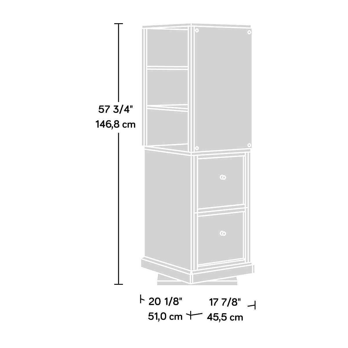 Sauder Pro Series Craft Tower/Pantry cabinets, L: 17.91" x W: 20.08" x H: 57.80", White finish