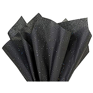 Black Glitter Sparkle Tissue Paper Squares, 24 Sheets, Premium Gift Wrap and Art Supplies for Birthdays, Holidays, or Presents by A1 Bakery Supplies, Large 20 Inch x 30 Inch HIGH Quality Made in USA