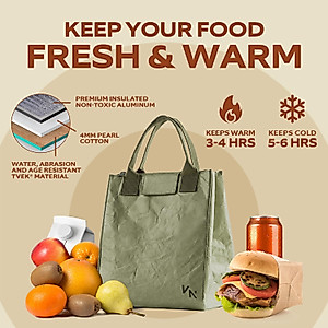 VonNova Insulated Lunch Box for Women, 7L Capacity, Leakproof Lunch Tote Bag, Durable Lunchbox made from Tyvek Material, Adult Cooler Bag for Work, Picnic, Travel and more (Olive Green)
