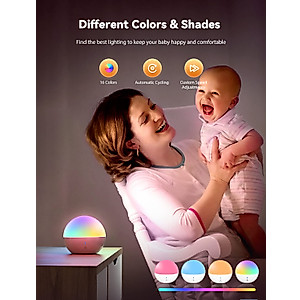 NexiGo Night Light, Portable One-Key Baby Bedside Lamp, RGB Changing Speed Adjustable & Dimmable, Rechargeable Touch Nursery Nightlight, for Kids Bedroom, Bathroom (Spherical)