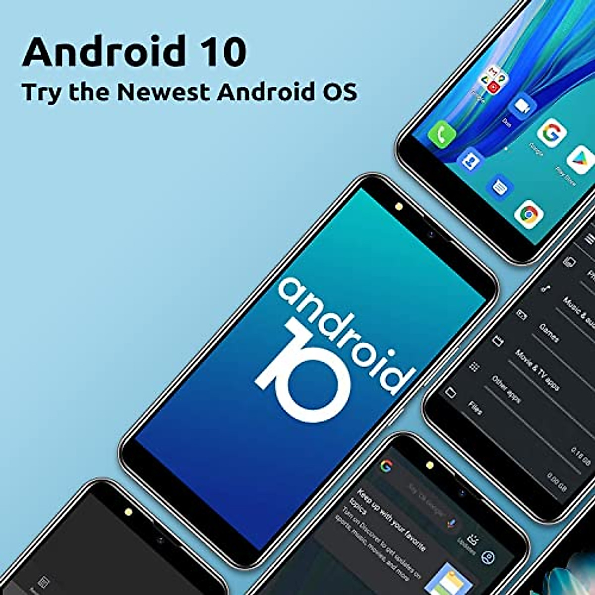 Xgody V40 Unlocked Cell Phones, 6.1 Inch 4G Smartphones, Android 10.0 OS with Free Dual SIM Quad Core, Dual 5MP Camera, 3000 mAh Battery, Face Unlocking (Blue)