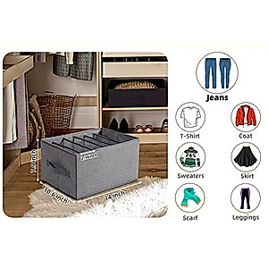 Wardrobe Clothes Organizer, Large Jeans Organizer for Closet, Closet Organizers for Folded Clothes, Washable Foldable Drawer Organizers for Clothing, Shirt Organizer, Pants, Sweaters, 6 Grid 4 Pack