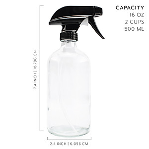Cornucopia 16oz Clear Glass Spray Bottles (6-Pack); 3-Setting Sprayer Tops and Chalk Labels