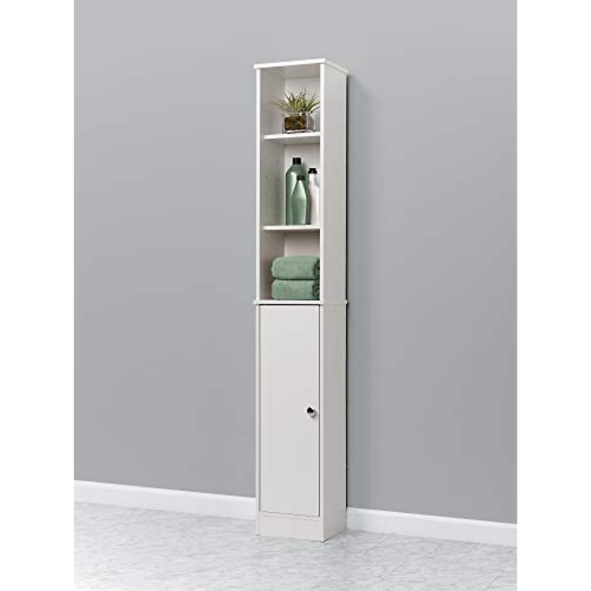 Zenna Home Linen Tower, 5-Tier, Bathroom Storage, White Spacesaver