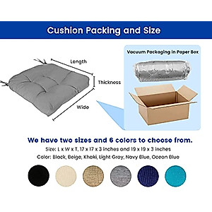 ROSNINIKA Outdoor Chair Cushions 2 Pcs Outdoor Cushions Patio Furniture Cushions Chair Cushion Patio Chair Seat Pads with Ties 19x19 Inches Light Gray