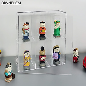 DIWNELEM Acrylic Display Case Cabinet Stand 6 Compartments Storage Box Display Showcase Shelf for Toys Rock Stone Collectibles & Mini Figure Action (7.5 * 2.1 * 8 inch)