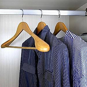 Coat Hanger 8-Pack, MEQUTION Wood Hangers Trouser Hangers Extra Wide Shoulder Wooden Hangers for Heavy Coat, Sweater, Skirt, Suit, Pants, Retro Finish (Natural Finish)
