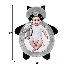 Little Grape Land Baby Play Mat for Floor, Tummy Time Mat Newborn Raccoon Themed, Activity Gym Play Mat for Babies Toddlers Infants