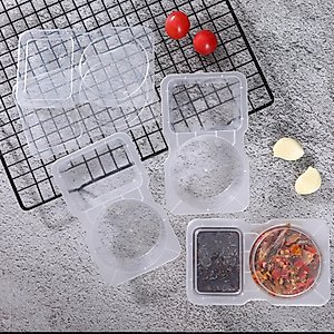 VOUKEN 10Pcs Double Compartment Condiment Container with Lid Double Compartment Snack Containers Double Compartment Snack Containers for to-go Sauce, Sampling, Travel Snack (Transparent 10PCS)
