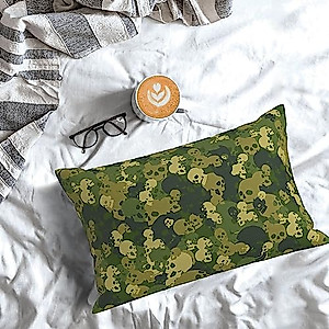 ALYYDFF Skull Military camo Camouflage Green Pillow Cover Rectangle Throw Pillow Case for Sofa Bed Chair Living Room Home Decor 20"x30"
