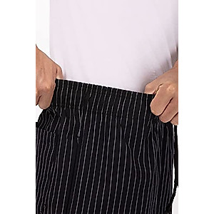 Chef Works Men's Designer Baggy Chef Pants, Black W/ Wht Pinstripe, X-Large