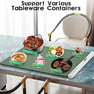 Silicone Electric Heating Tray - Roll Up Premium Silicone Heating Mat for Food, 5Temperature Setting, Four Timer Modes, Auto Shut-Off, Portable Food Warmer for Parties, Dinner, Travel