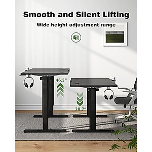 Shahoo Electric Standing Desk 55 Inch, Ergonomic Height Adjustable Table with T-Shaped Metal Bracket Modern Computer Workstations for Home Office, Black, 55x24 Inch