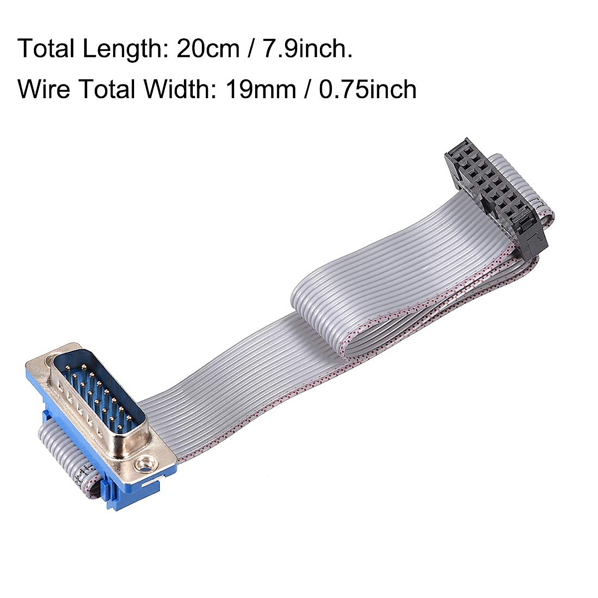 uxcell IDC Wire Flat Ribbon Cable DB15 Male to FC-16 Female Connector 2.54mm Pitch 20cm Length 2pcs