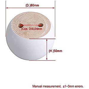 Mysummer 4PCS White Round Bun Feet Wood Sofa Legs Solid Wood Furniture Legs for Cabinet Sofa Ottoman TV Stand Loveseat Dresser