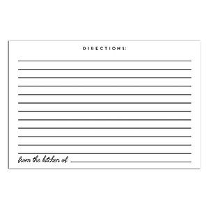 Set of 50 Premium Recipe Cards - 4x6 Double Sided - Black and White Modern Style