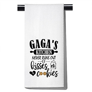 POFULL Gaga’s Kitchen Gift Gaga Appreciation Gift Gaga's Kitchen Never Runs Out of Kisses and Cookies Dish Towel (Gaga Towel)