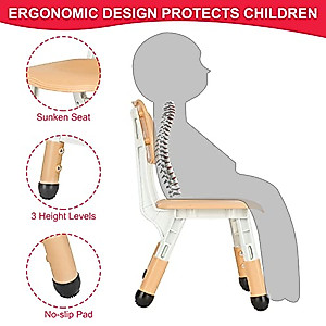 JIAOQIU Kids Chair Height Adjustable Toddler Chair Max Load 220LBS Plastic Indoor Outdoor Chair School Home Daycare Use Red